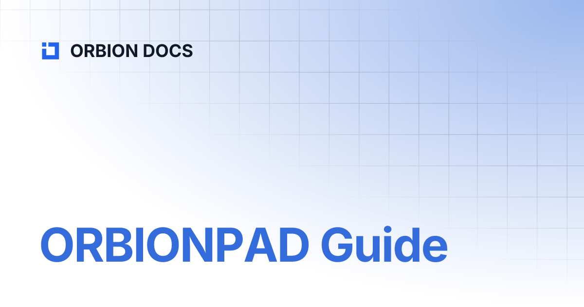 ORBIONPAD Guide | ORBION DOCS